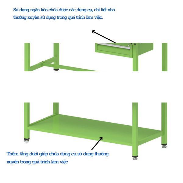 Bàn Thao Tác Có Chân Tăng Chỉnh - Mặt Bàn Gỗ BTT-LP04